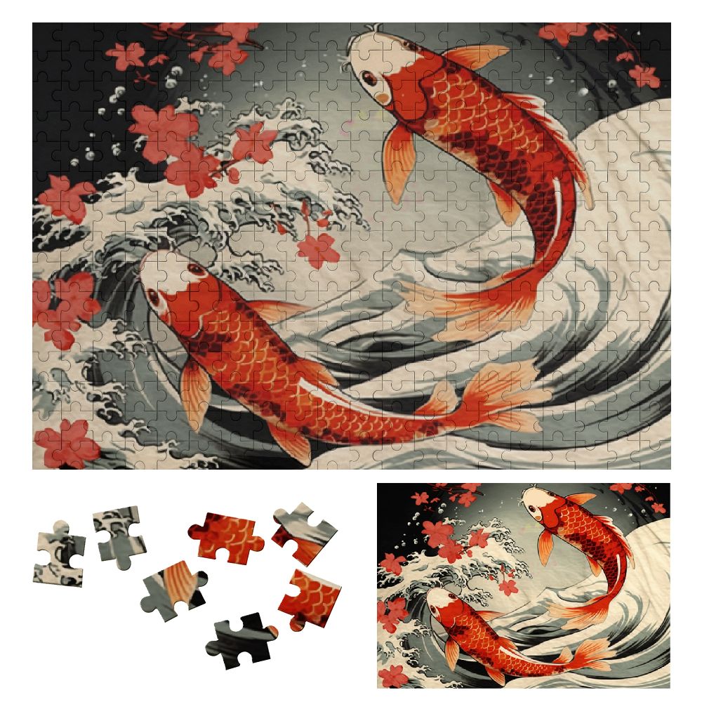 Chilfamy Koi Fish Wooden Jigsaw Puzzle Unique Shapes for Adults and ...