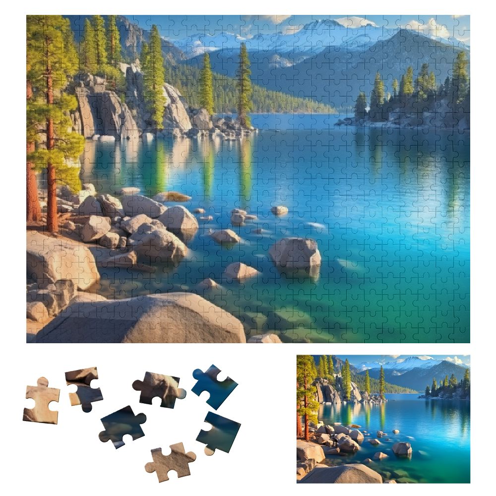 Chilfamy Lake Rocks Mountain Wooden Jigsaw Puzzle, Eco-Friendly Hard ...