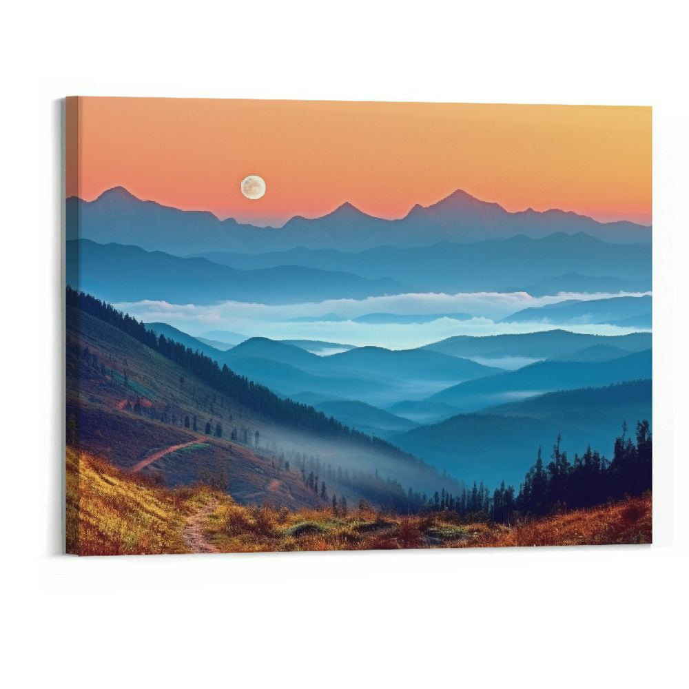 Chilfamy Landscape Wall Art Painting Dawn Above The Village Framed Art ...