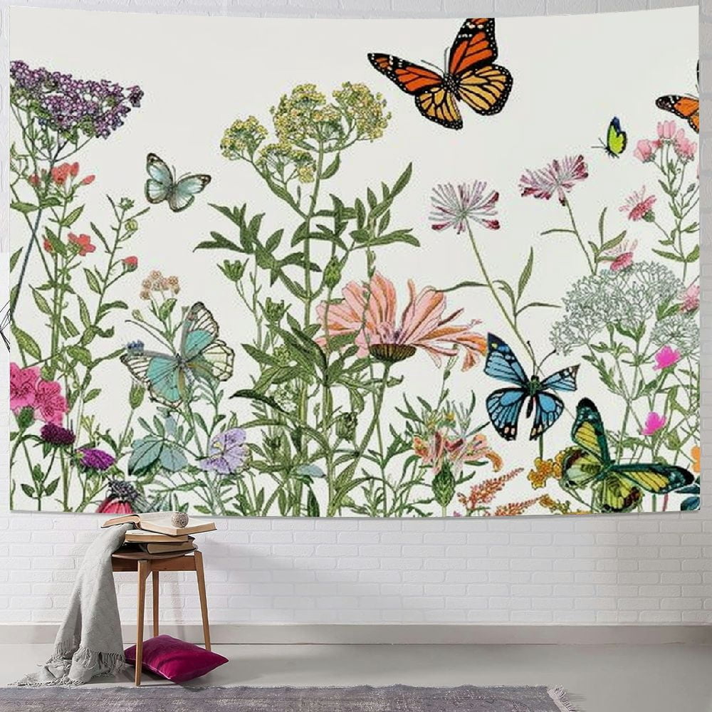 Chilfamy Leaf Butterfly Tapestry Wall Hanging, Sage Green Leaves and ...
