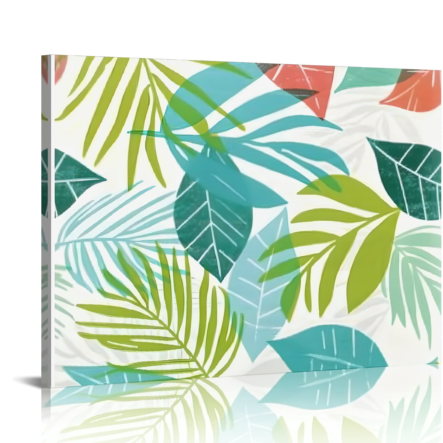 Chilfamy Leaf Pattern Canvas Print Wall Art Ready To Hang Home Decor ...