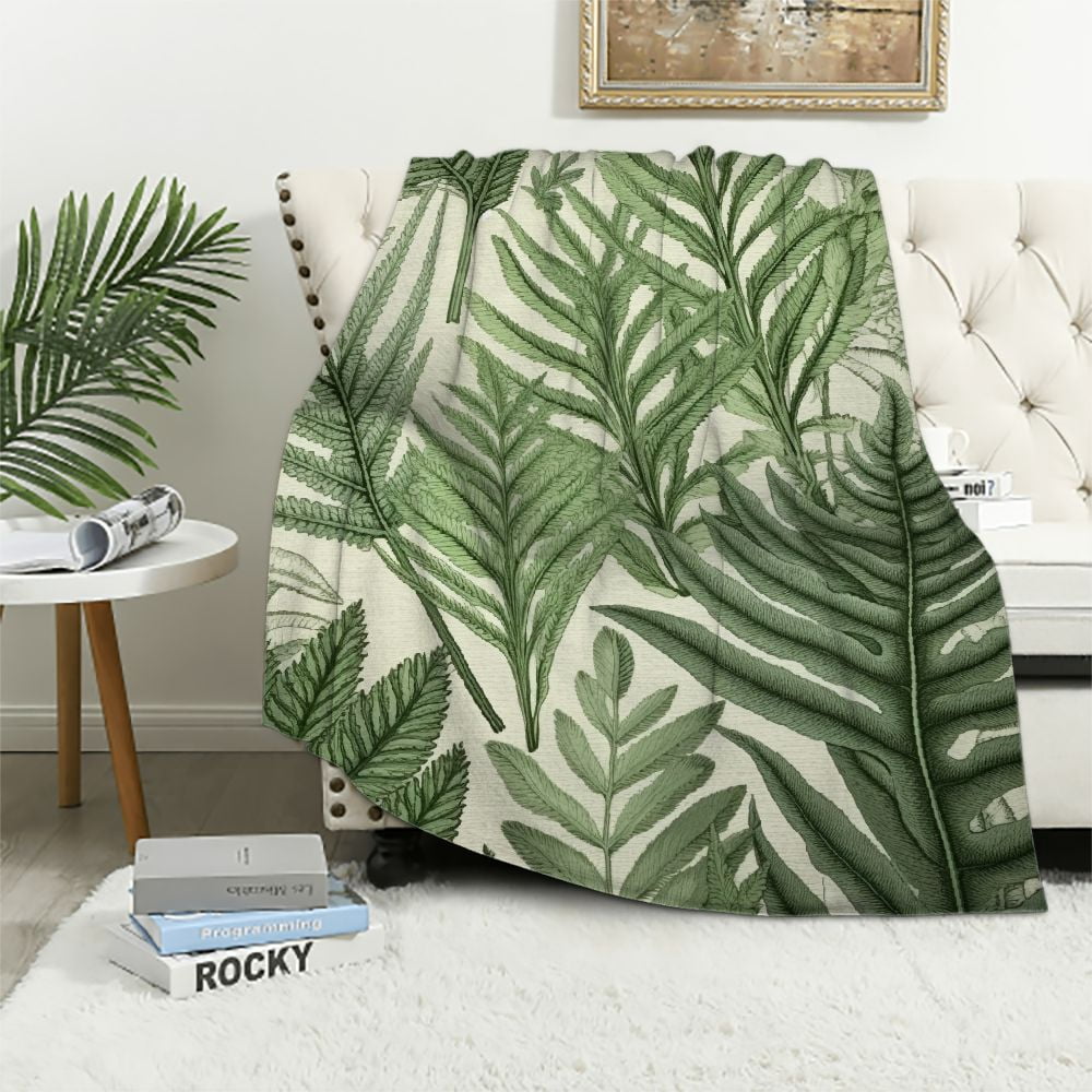 Chilfamy Leaves Plants Flannel Blanket Throw for Men Women Girls Boys ...