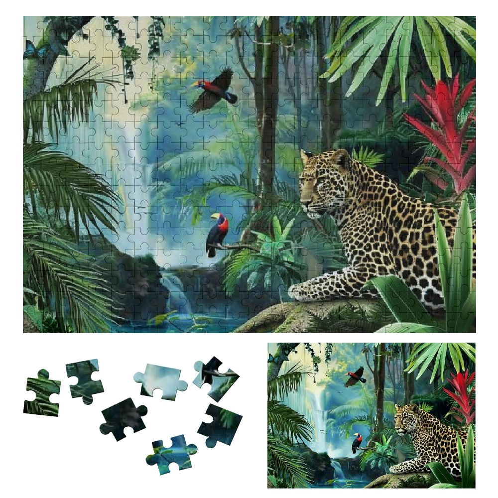 Chilfamy Leopard Jungle Bird Wooden Jigsaw Puzzle Game Toy Gift for ...
