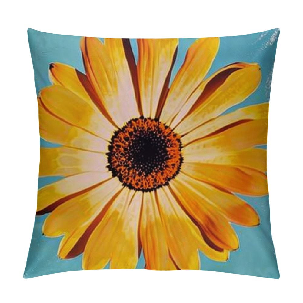 Chilfamy Light Blue Yellow Throw Pillow Covers Decorative Fall Daisy ...