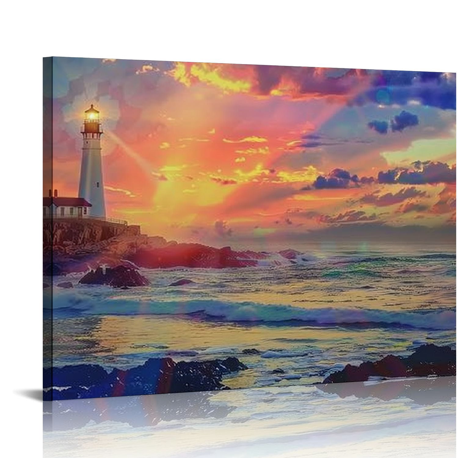 Chilfamy Lighthouse Canvas Print Ready to Hang Wall Art Decor for Home ...