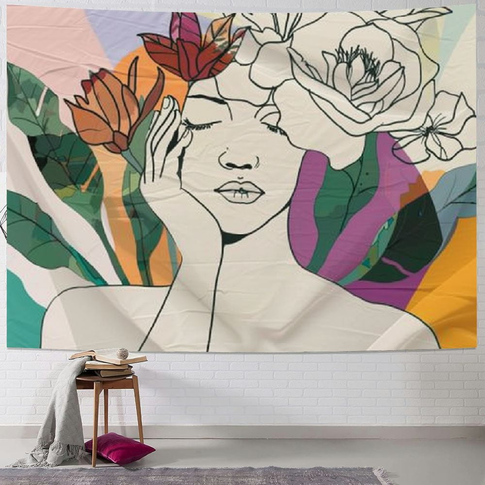 Chilfamy Line Aesthetic Tapestry, Minimalist Lines Wall Tapestry Simple ...