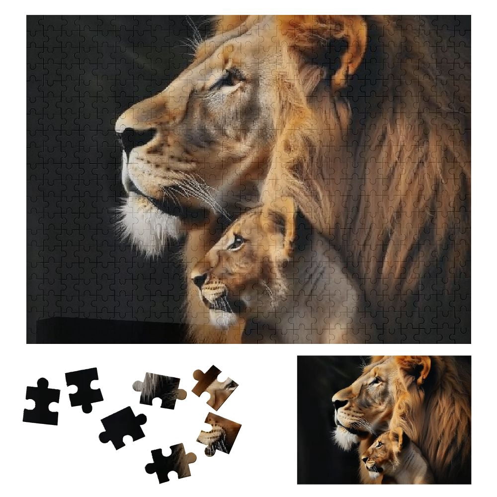 Chilfamy Lion Baby Lion Regal Wooden Jigsaw Puzzles for Adults Puzzle ...