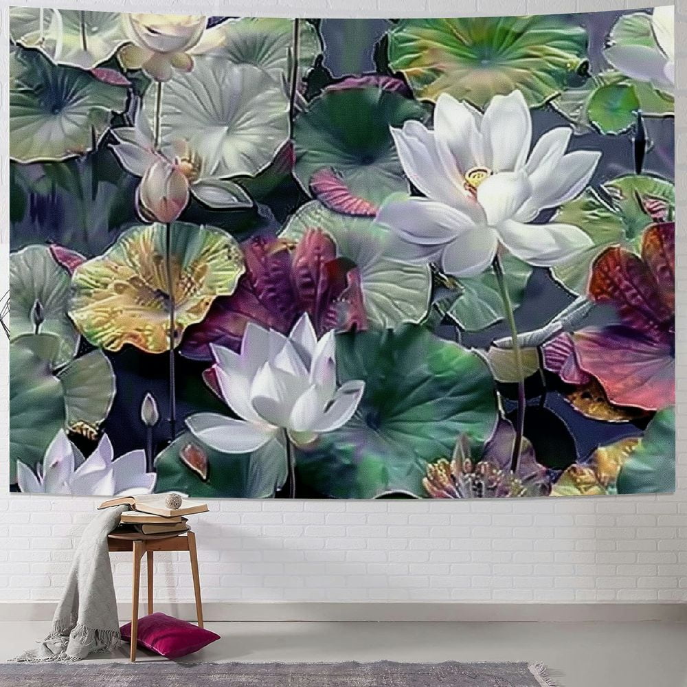 Chilfamy Lotus Flower Tapestry, Abstract Watercolor Floral Tapestry ...