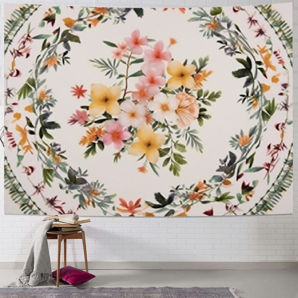 Chilfamy Mandala Tapestry Floral Medallion Tapestry Sketched Flower ...
