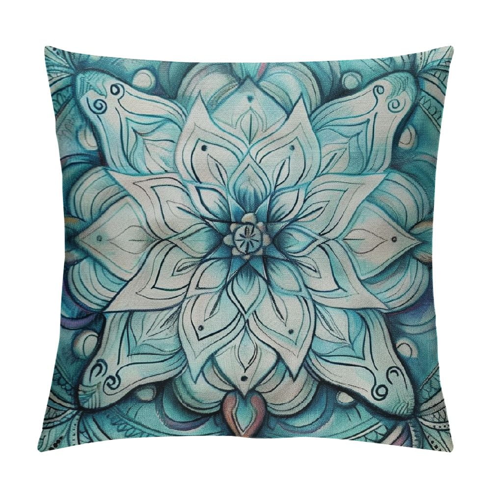 Chilfamy Mandala Throw Pillow Cushion Cover, Traditional Ornamental ...