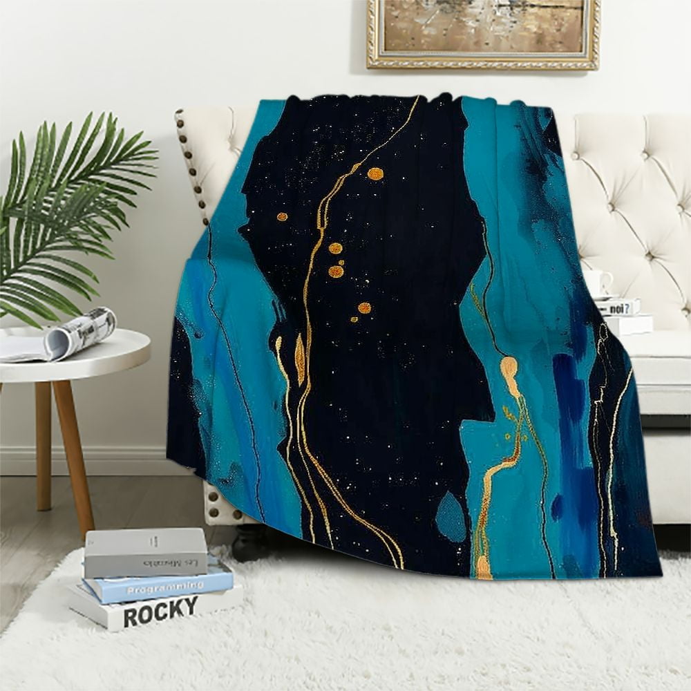 Chilfamy Marble Flannel Throw Blanket,All Season Marble Pattern Bed ...