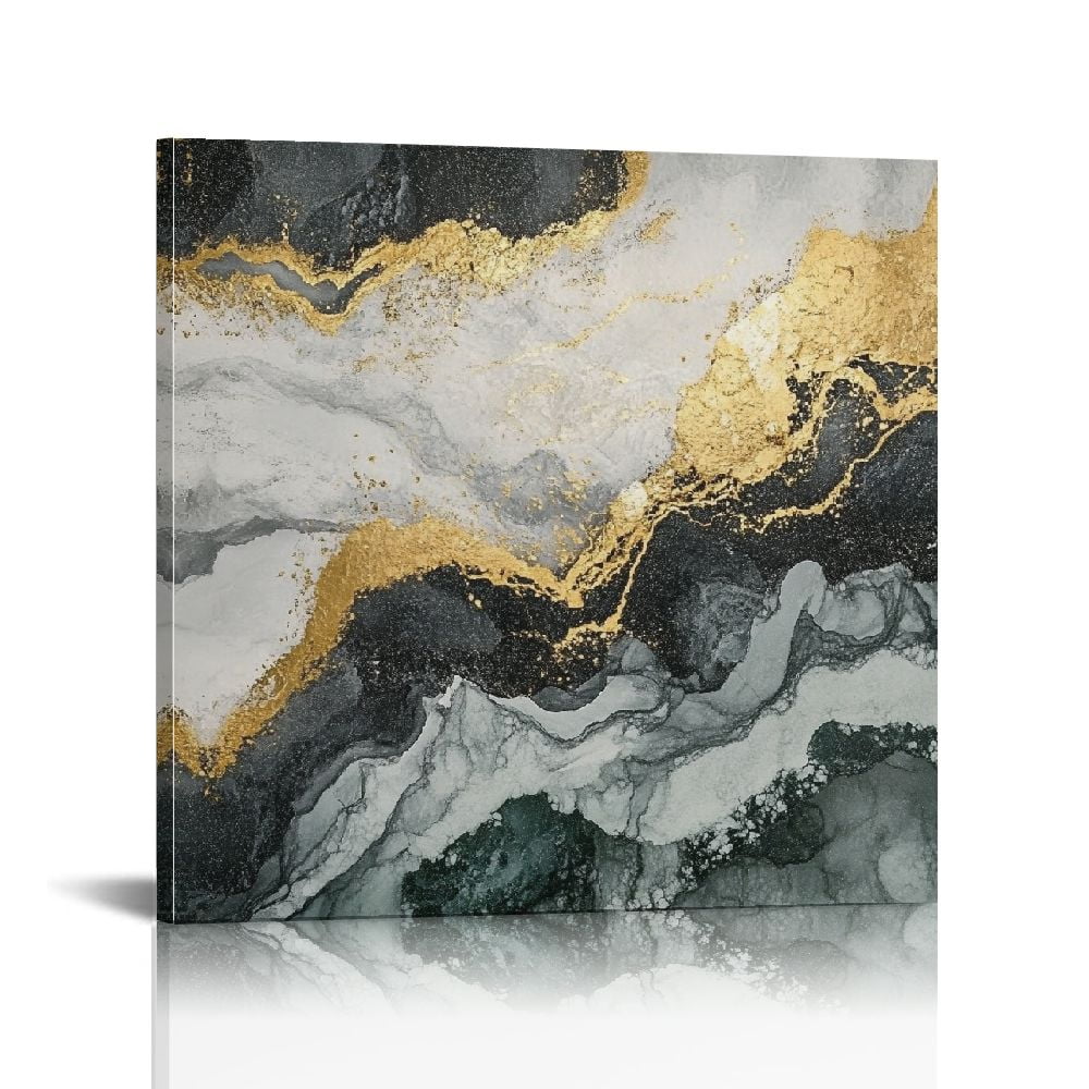 Chilfamy Marble Gold Accents Painting Art Modern Canvas Prints Wall Art Ready To Hang Home Decor ...
