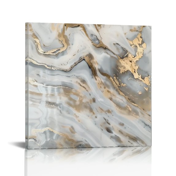 Chilfamy Marble Gold Silver Canvas Wall Art Ready To Hang Home Decor ...