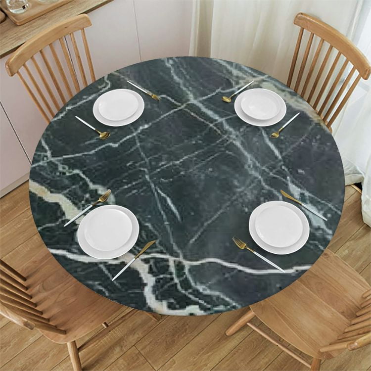 Chilfamy Marble Round Fitted Tablecloth, Natural Nostalgic Marbling ...
