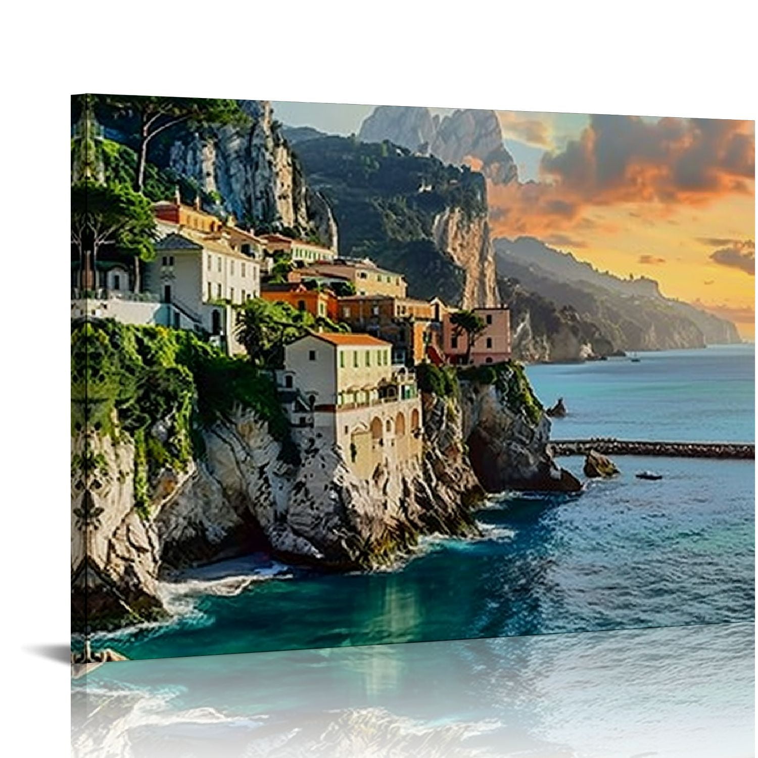 Chilfamy Mediterranean Canvas Wall Art Italy Seaside Villa Picture ...