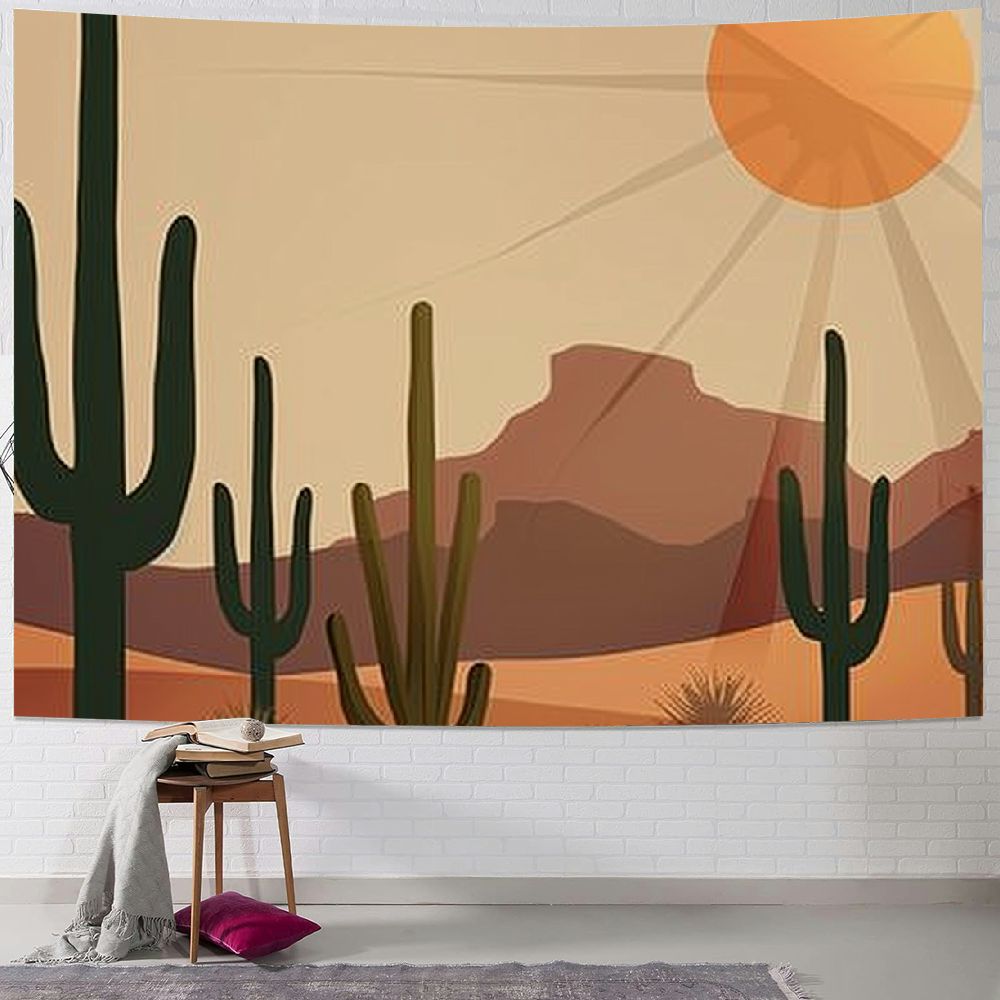 Chilfamy Mid Century Modern Tapestry Boho Mountain Cactus Abstract ...