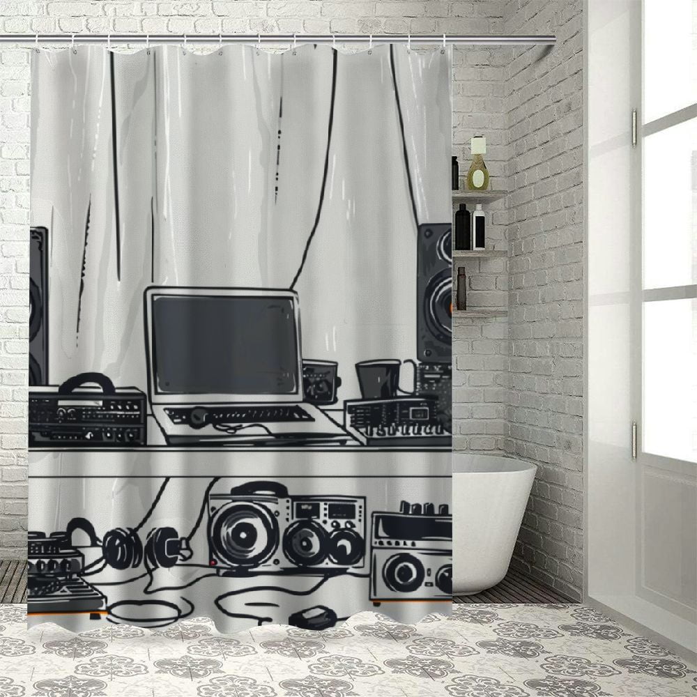 Chilfamy Modern Shower Curtain, Recording Studio Music Devices ...