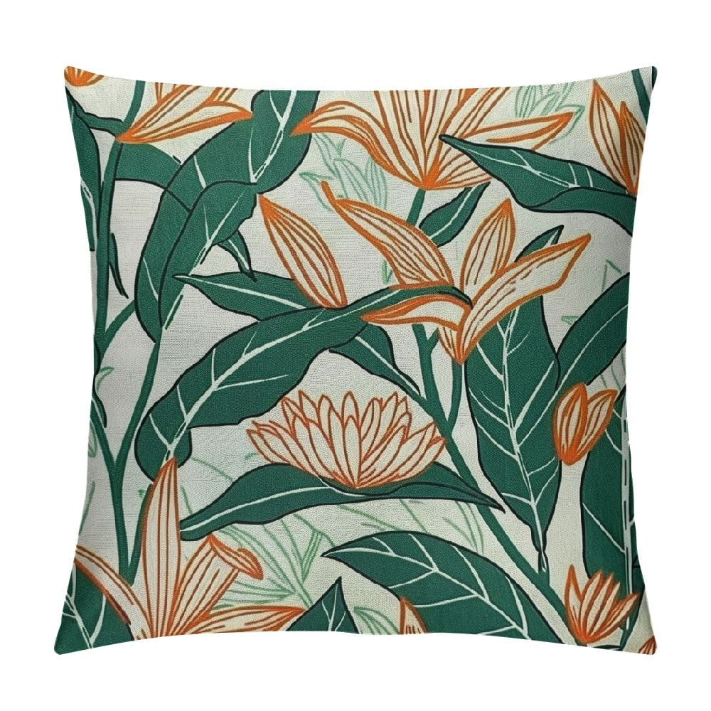 Chilfamy Modern Tropical Leaves Pillow Covers, Minimalist Aesthetic ...