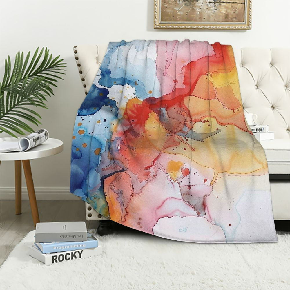 Chilfamy Modern Watercolor Abstract Blanket Modern Art Design Throw ...