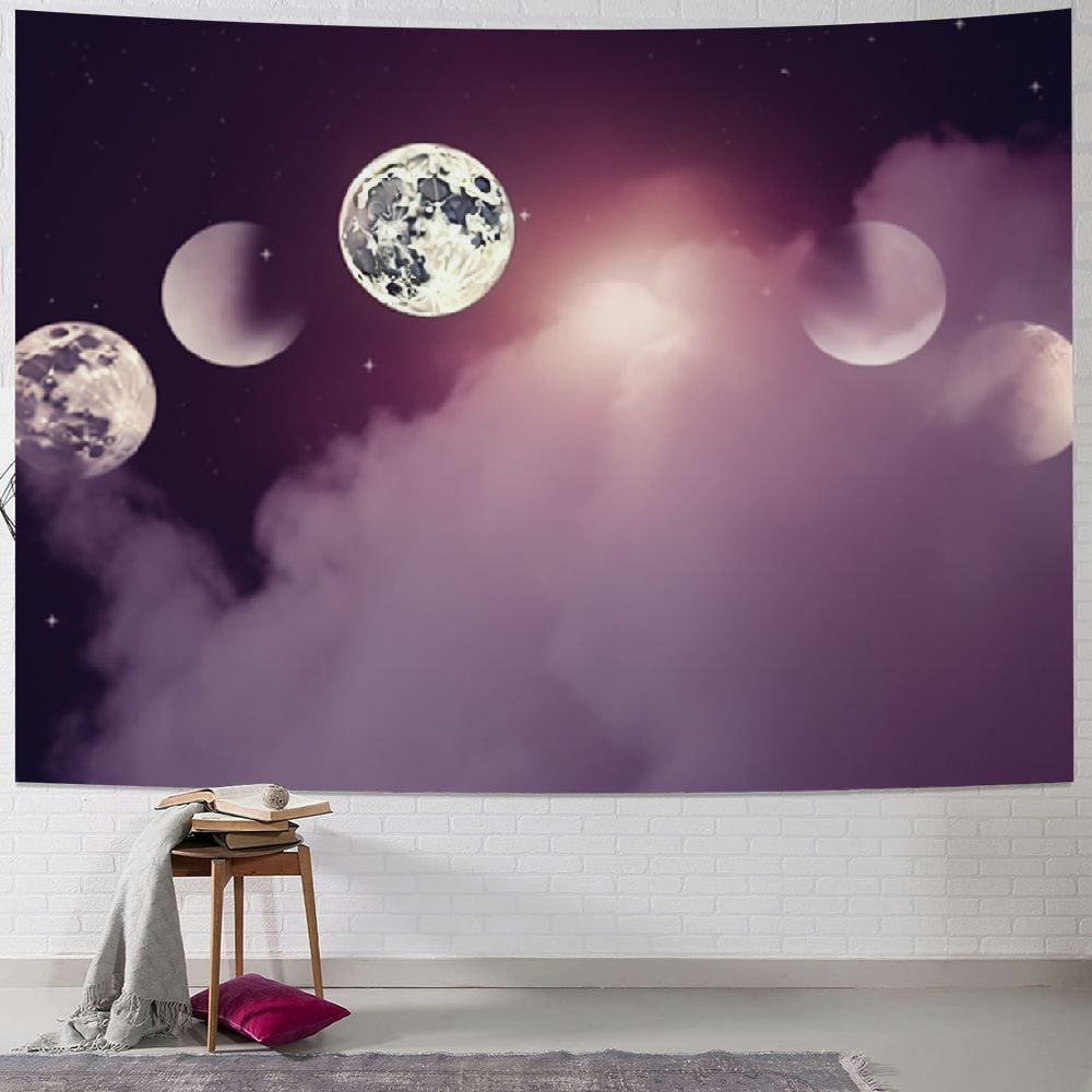 Chilfamy Moon Phase Tapestry Wall Hanging, Moon Phase and Stars with ...