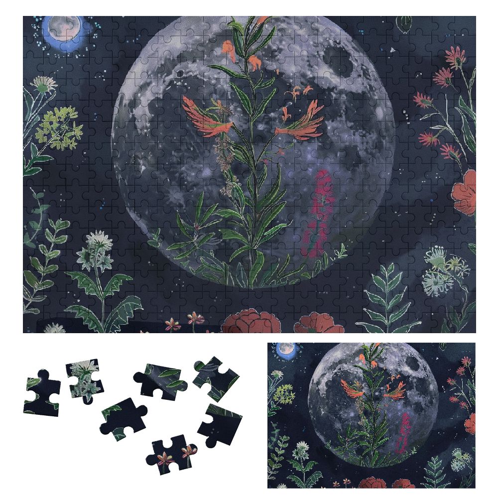 Chilfamy Moon and Plants Wooden Unique Shapes Jigsaw Puzzle for Adults ...