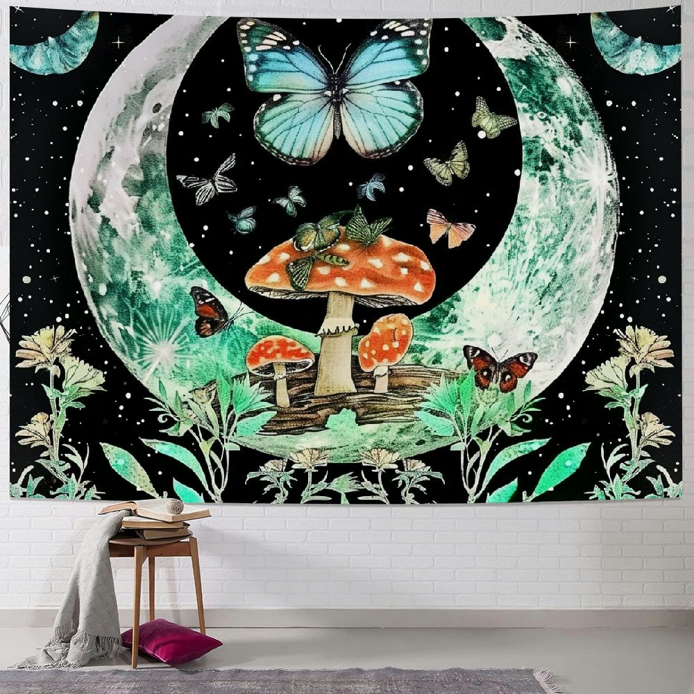 Chilfamy Moth Tapestry Moon Tapestries Mushroom Tapestry Aesthetic ...