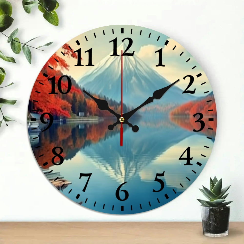 Chilfamy Mountain Lake Boat Wall Clock Wall Decor for Living Room 10 ...