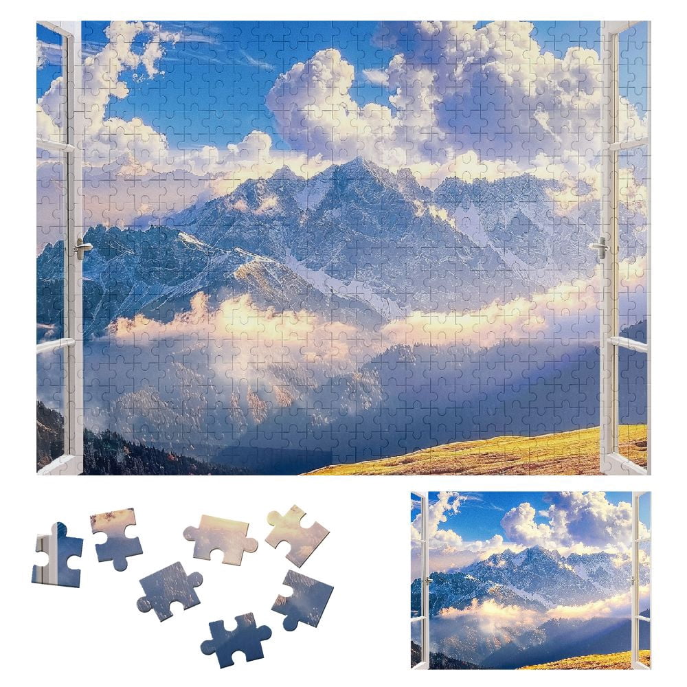 Chilfamy Mountain Range Wooden Unique Shapes Jigsaw Puzzle Challenging ...