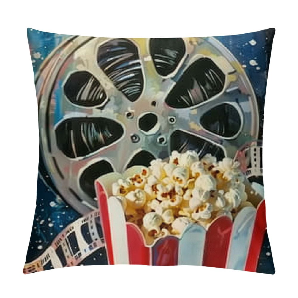 Chilfamy Movie Themed Decorative Pillow Cover, Retro Cinema Style Throw ...