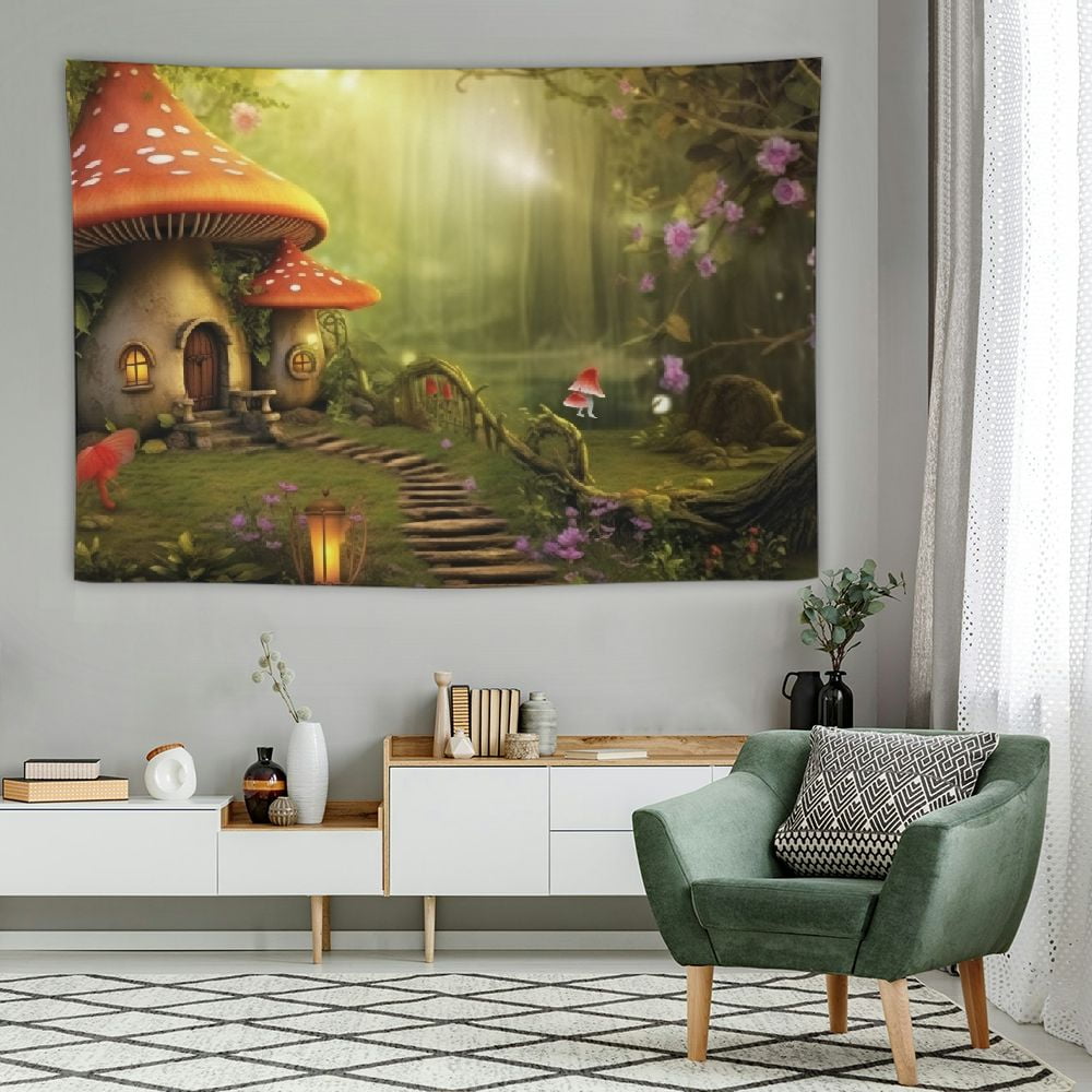 Chilfamy Mushroom Tapestry Fantasy Fairy Tale Forest Tapestry Wall ...