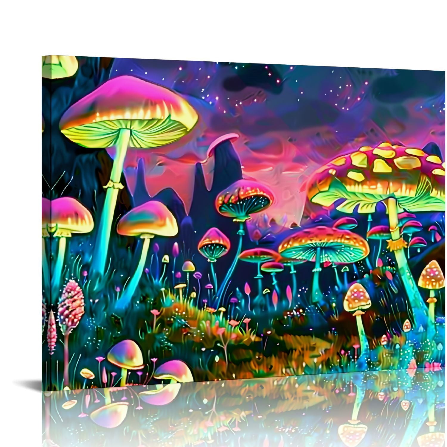 Chilfamy Mushrooms Field Grass Canvas Wall Art Print Home Decor Ready ...