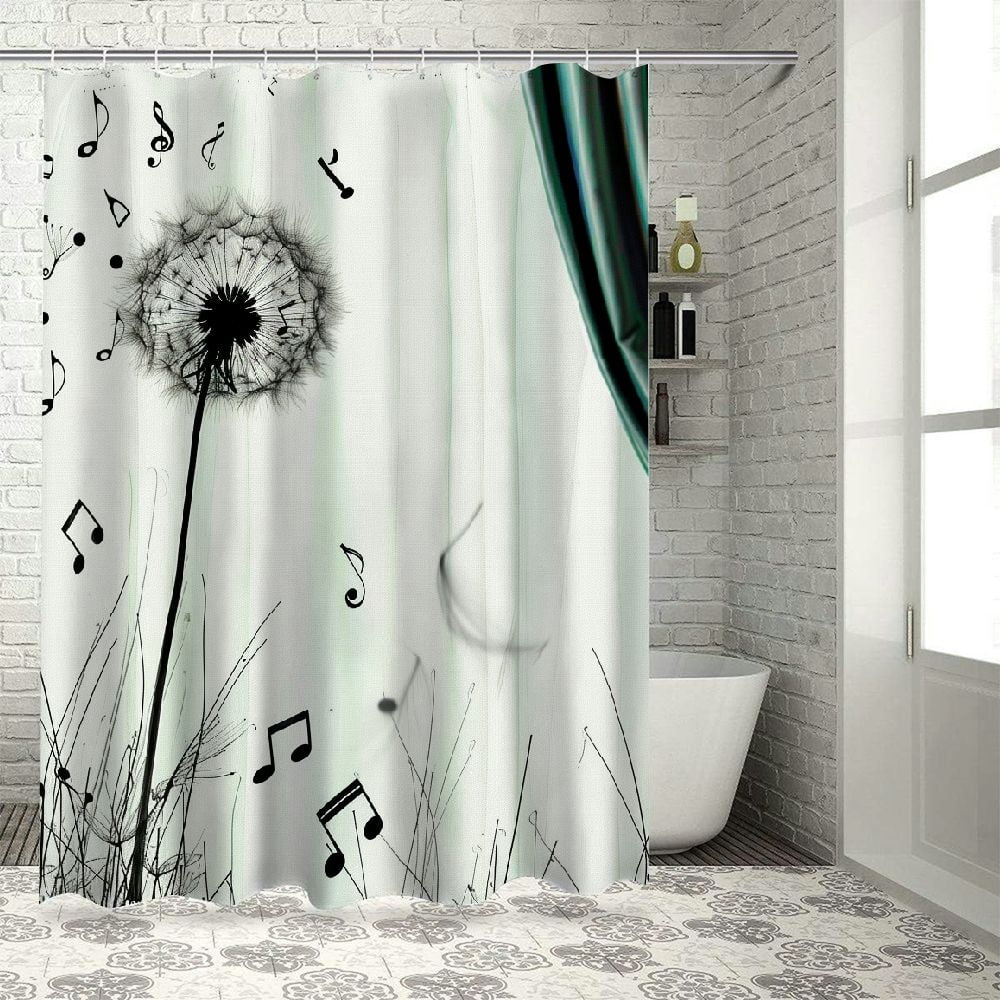 Chilfamy Music Lover Shower Curtain, Flying Dandelions with Notes ...