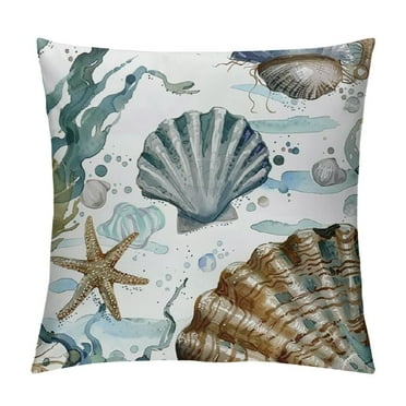 Chilfamy Nautical Coastal Decor Pillow Covers Starfish/Seashell/Sand ...