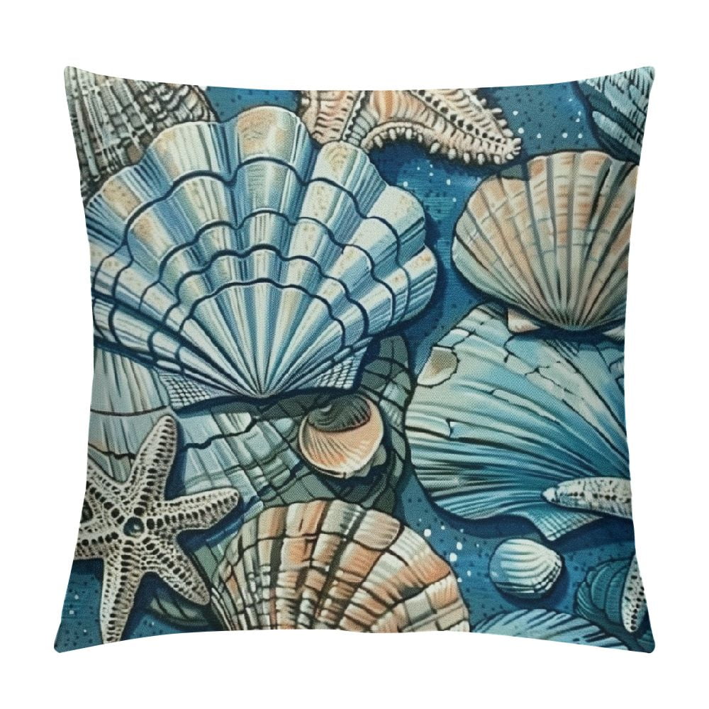 Chilfamy Nautical Coastal Throw Pillow Covers Summer Blue Ocean Themed ...