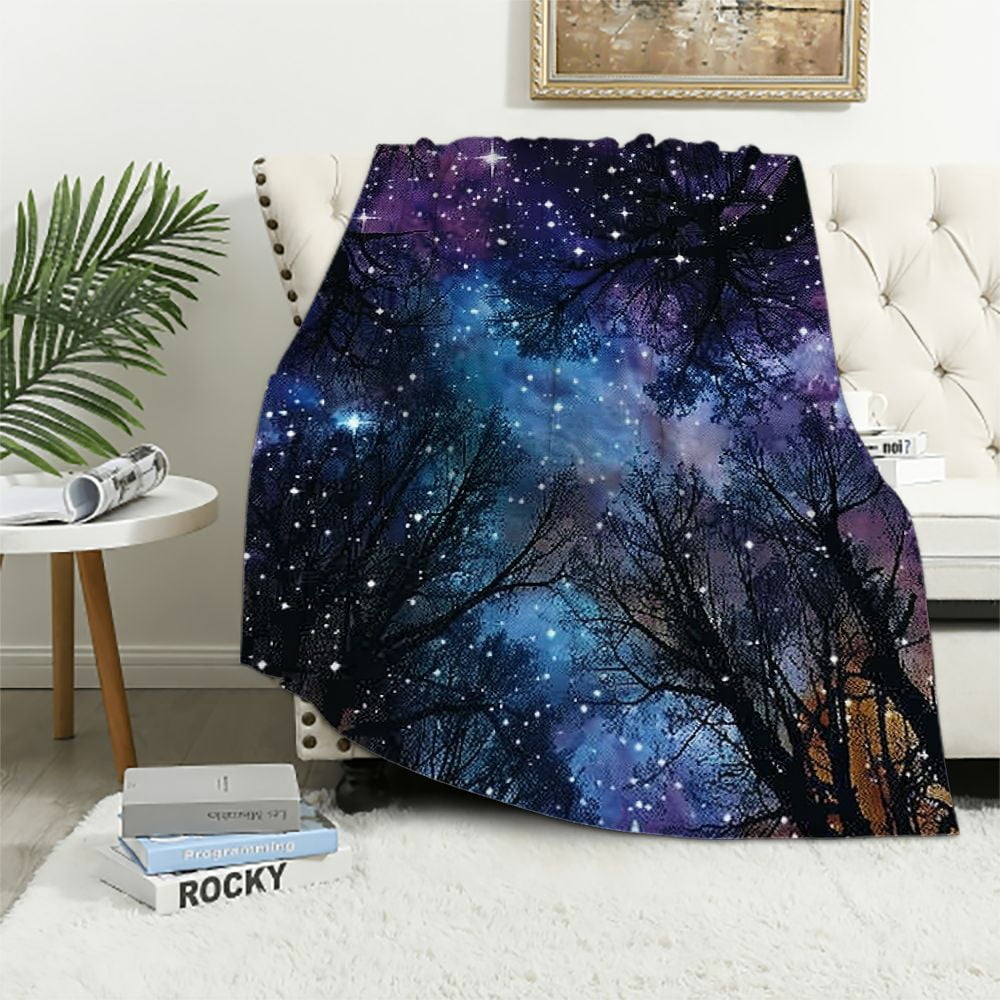 Chilfamy Night Sky Flannel Blanket, Colorful Stars Nebula on Starry ...