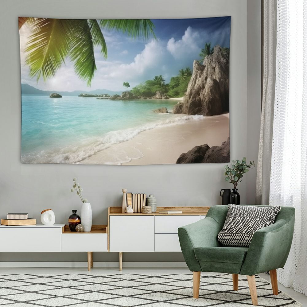 Chilfamy Ocean Beach Tapestry Wall Hanging Tropic Paradise Beach Wall ...