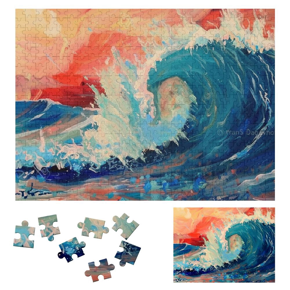 Chilfamy Ocean Wave Sunset Wooden Jigsaw Puzzle Wall Art Decor Leisure ...