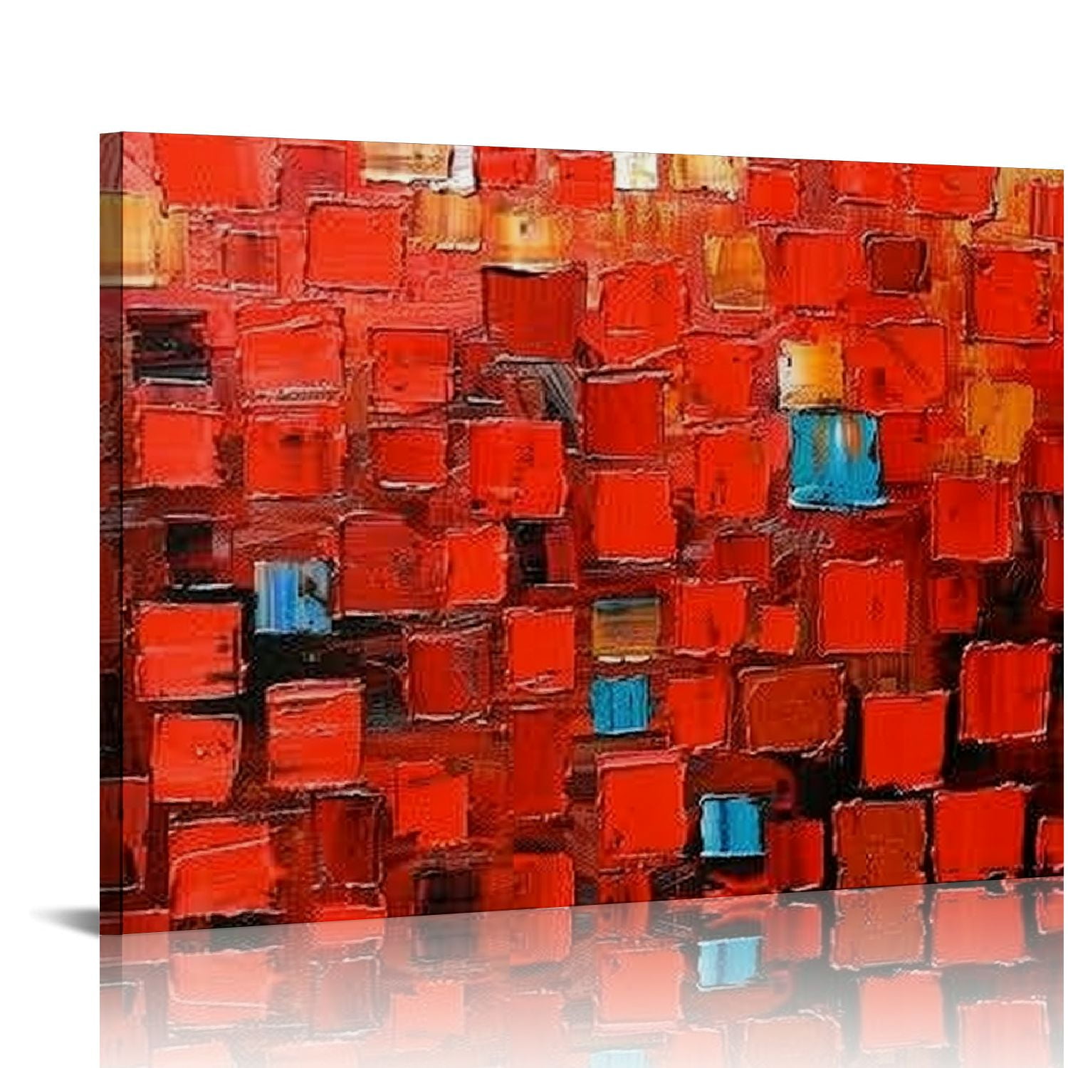 Chilfamy Oil Painting Texture Red Abstract Canvas Wall Art Decor Modern ...