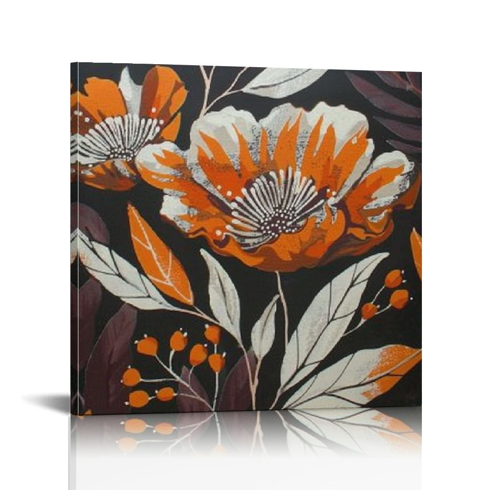 Chilfamy Orange Flowers Canvas Wall Art for Living Room Decor High ...