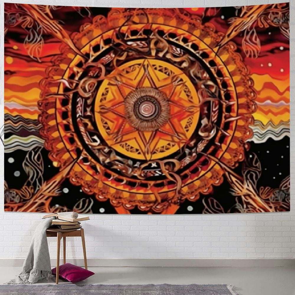 Chilfamy Orange Sun and Moon Tapestry Wall Hanging, Indie Hippie ...