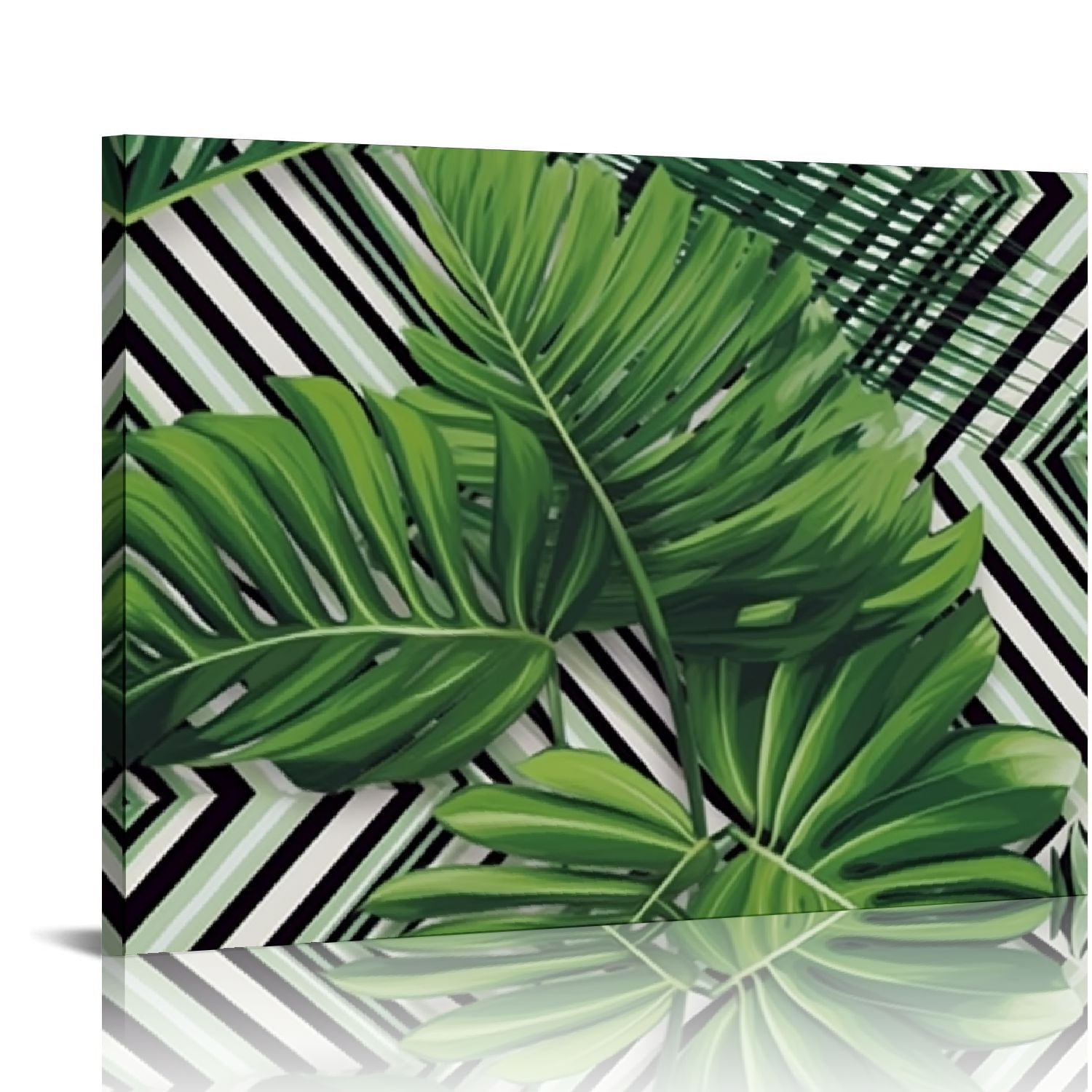 Chilfamy Palm Leaf Jungle Art Deco Canvas Wall Decor Ready To Hang Home ...