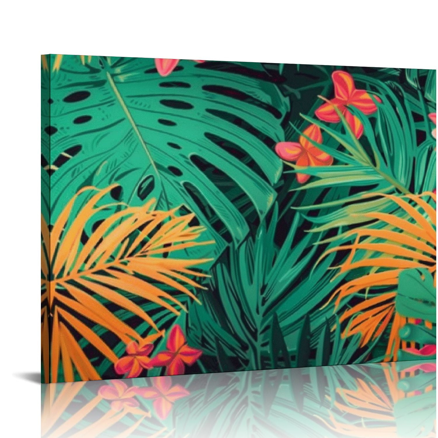 Chilfamy Palm Leaves Flowers Tropical Canvas Wall Art Ready To Hang ...