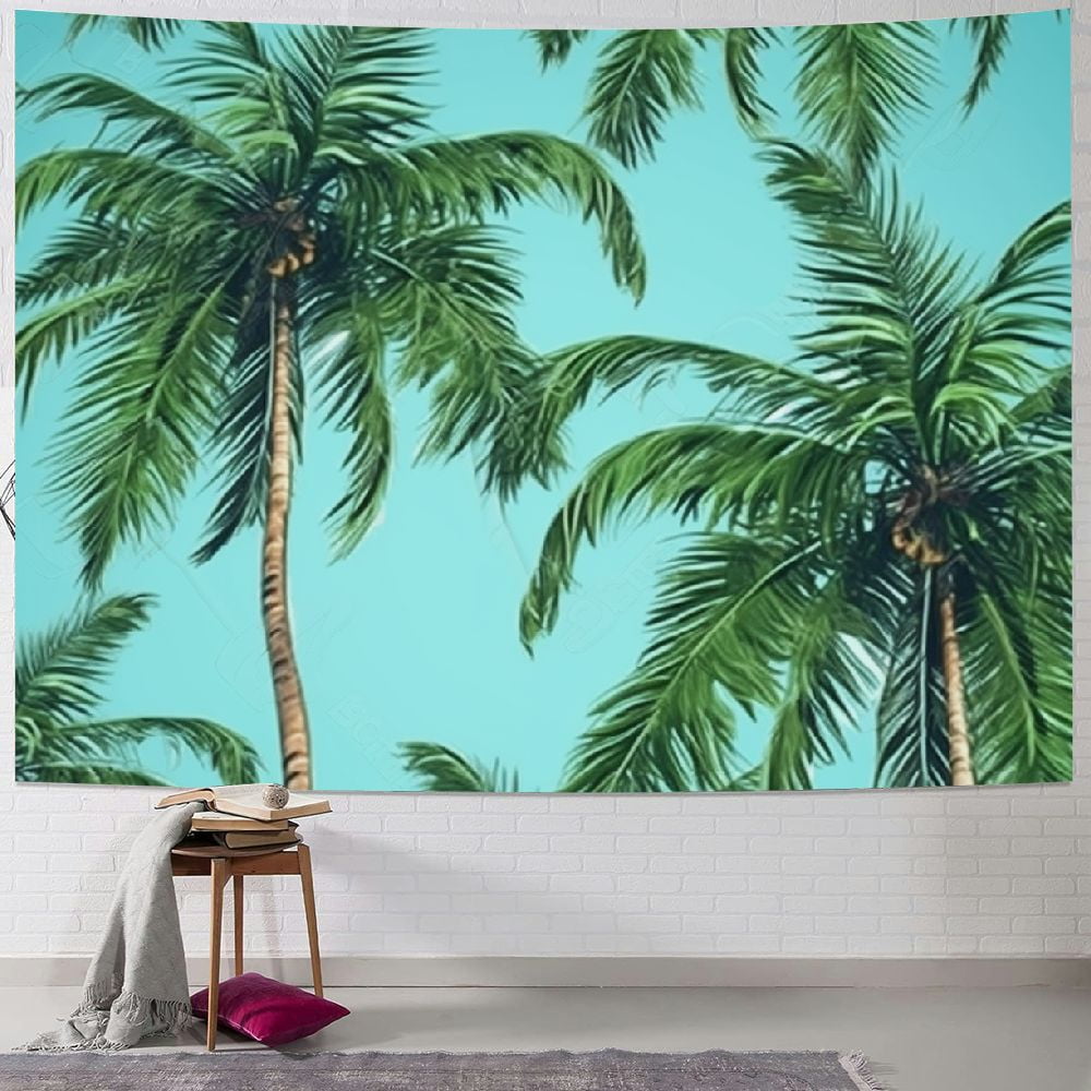 Chilfamy Palm Tree Backdrop Greenery Wall Hanging Tapestry Tropical ...