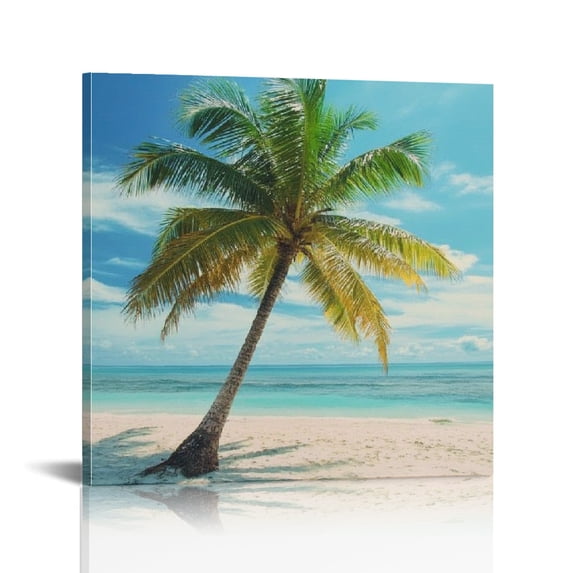Chilfamy Palm Tree Beach Ocean Art Canvas Prints Wall Decor 12x12in ...
