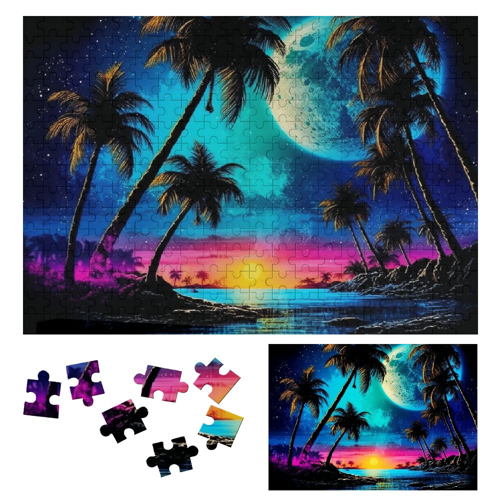 Chilfamy Palm Trees Moon Wooden Jigsaw Puzzle | Relaxing Leisure Game ...