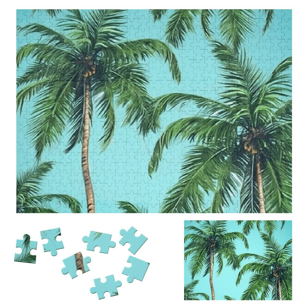 Chilfamy Palm Trees Wooden Unique Shapes Jigsaw Puzzle for Adults and ...