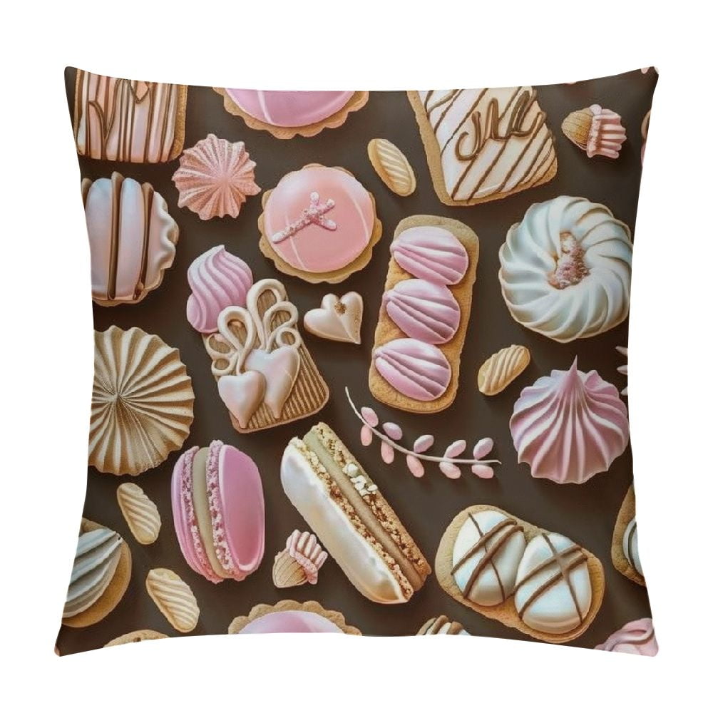 Chilfamy Pastries Cookies Pattern Print Pillow Covers Short Plush Home ...