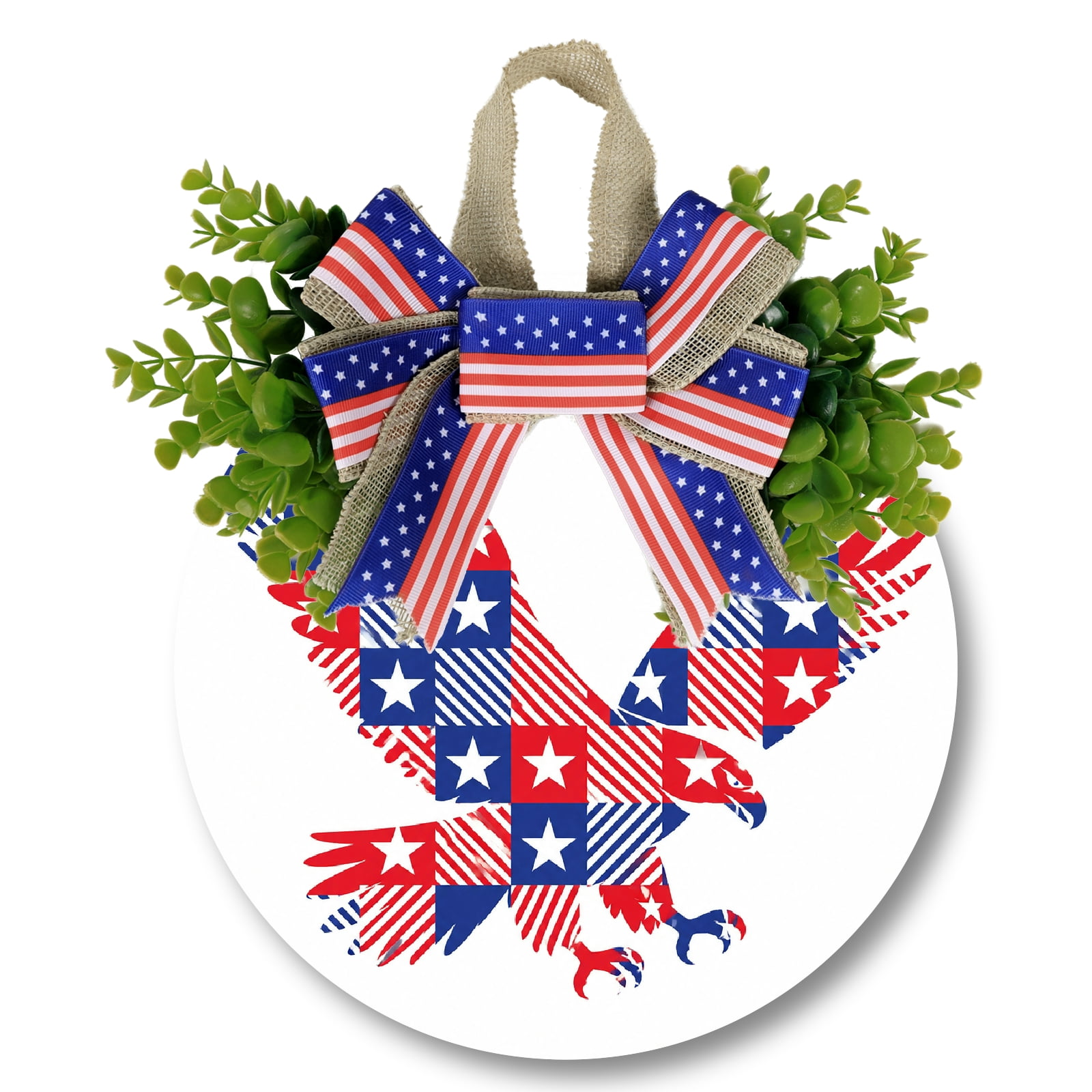 Chilfamy Patriotic Eagle Star Pattern Theme 4th of July Round Wooden ...