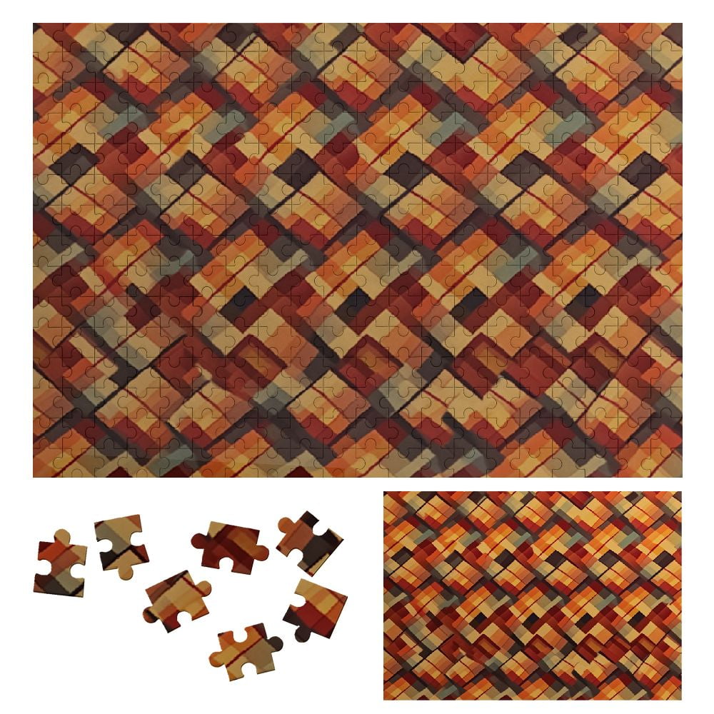 Chilfamy Pattern Abstract Wooden Unique Shapes Jigsaw Puzzle ...