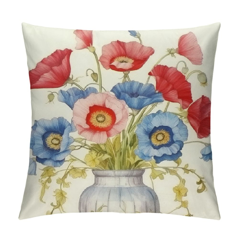 Chilfamy Pillow Covers Corn Poppy Floral Mason Jar Home Sweet Home ...